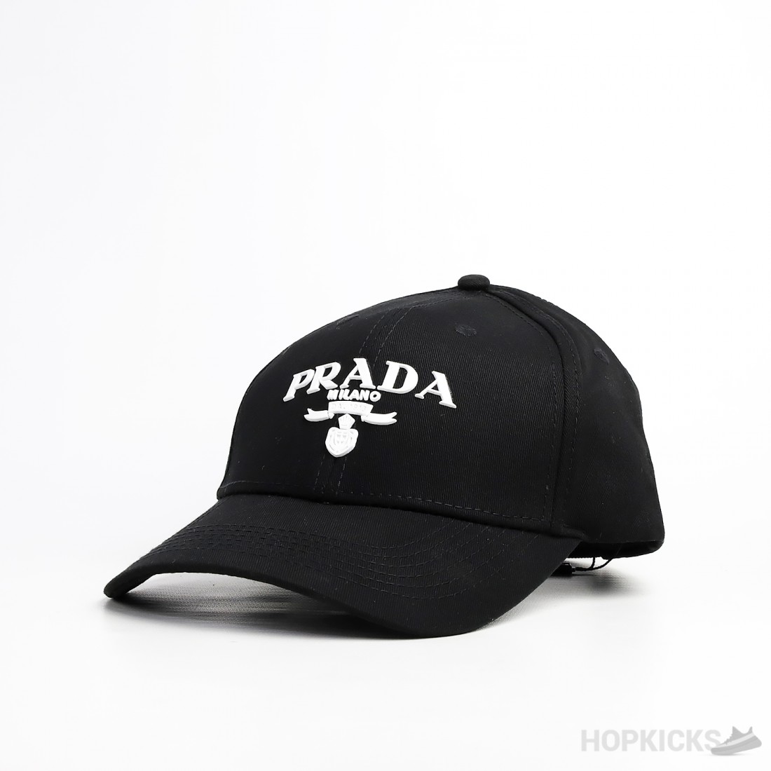 Prada Milano White Logo Black Cap
